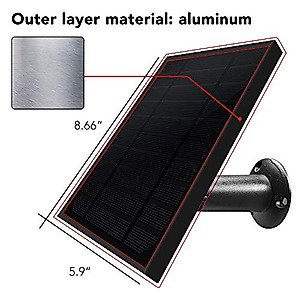 5W Solar Panel for Wireless Outdoor Security Camera, Continuously Power for Rechargeable Battery Camera,IP65 Waterproof Metal Shell, 5V USB Solar Panel with Micro USB Port (Solar Panel)