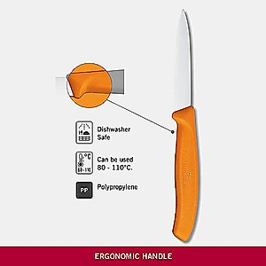 Victorinox 6.7636.L119 Swiss Classic Paring Knife for Cutting and Preparing Fruit and Vegetables Serrated Blade in Orange, 3.1 inches