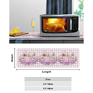 Heat Resistant Mats for Countertop, Hello Autumn Thanksgiving Pumpkins Pink Plaid Waterproof Non-Slip Mats Kitchen Counter Protector, Rolled Up Kitchen Counter Mat for Air Fryer, Oven, Microwave