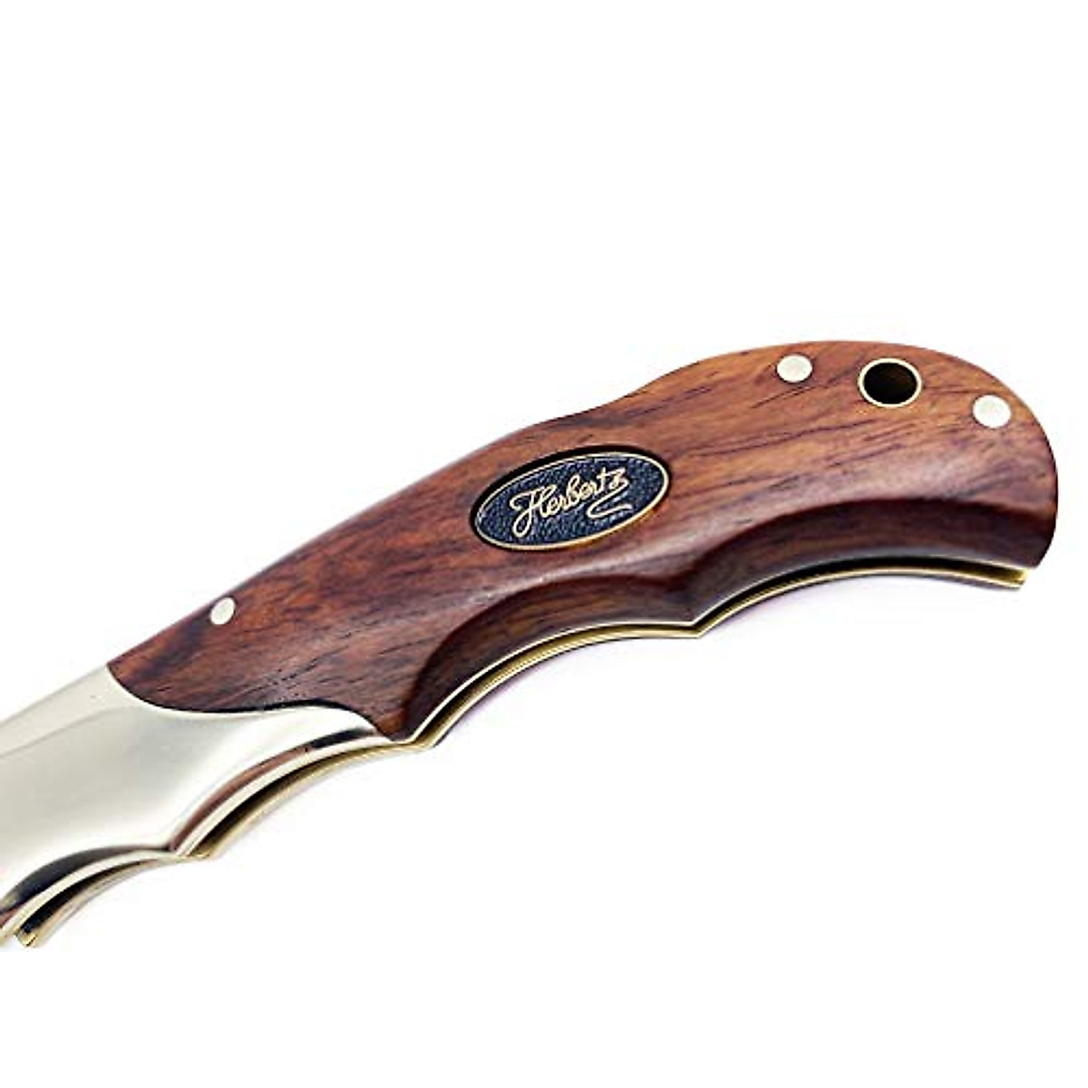 Herbertz Classic Gentleman Edition Pocket Folding Knife: Handcrafted Cocobolo Wood, Nickel Silver and Brass Handle, 440 Steel Super Blade, Germany Brand, Collectible for Outdoor Everyday Carry