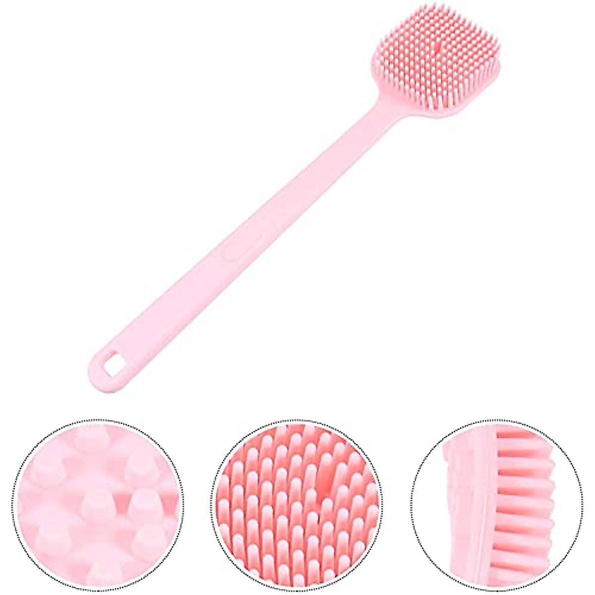 ZCX Body Brushes Silicone Bath Brush, Soft Bristles Body Shower Brush Back Brush Scrubber with Long Handle for Shower Body Brushes (Color : Pink)