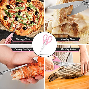 Gifts for Women, Mom, Wife, Girlfriend, Sister, Her - Happy Birthday, Easter, Valentine's Day, Mothers Day Gifts, iBayam Kitchen Scissors Heavy Duty Meat Poultry Shears Dishwasher Safe, Pink Stuff