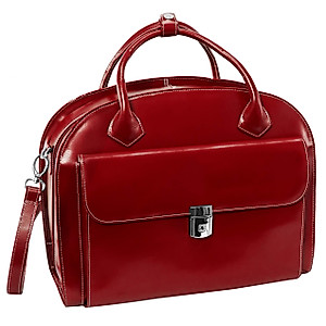 McKlein W Series Laptop Rolling Briefcase, Red Leather (94366)