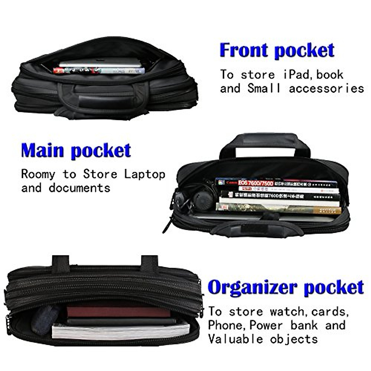 Briefcase Bag 15.6 Inch Laptop Messenger Bag Business Office Bag for Men Women, Waterproof Stylish Nylon Multi-Functional Shoulder Bag fit for Computer Notebook MacBook Hp Dell Lenovo Asus Apple