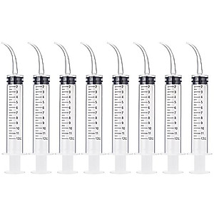 8 Pcs Syringe 12cc Dental Irrigation Syringe with Curved Tip Wisdom Teeth Syringe Measurement Syringe Disposable Water Oral Mouth Liquid Tonsil Stone Squirt Mouthwash Cleaner Syringes