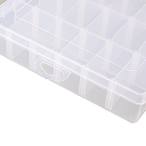 OULII Clear Plastic Jewelry Box Organizer Storage Container with Adjustable Dividers 36 Grids