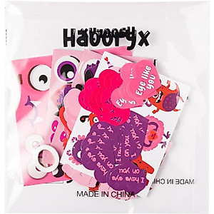 Haooryx Valentine's Paper Craft Kits - 30Pcs DIY Monster Paper Hanging Ornaments Make Your Own Valentine's Day Exchange Gift Card Decorations Kids Home Decor Classroom Mix Match Art Handcraft Supplies
