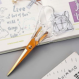 Acrylic Scissors,Stylish Scissors, Stainless Steel Scissors with Clear Acrylic Handle, Stationery Tool for Office, Home, School (Rosegold)