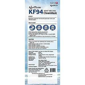 THUMBS UP7 Premium Filters (KF94 Certified) Face Mask (Made in Korea) Respirators Protective Disposable Safety Dust Covers (Adults) Individual Package (Black) 10 Pack