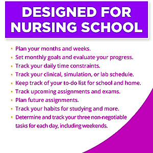 Nursing School Study Planner - Nursing Student Gifts - Fall/Spring Academic Year - Dates Start August 1, 2023 & Ends August 31, 2024