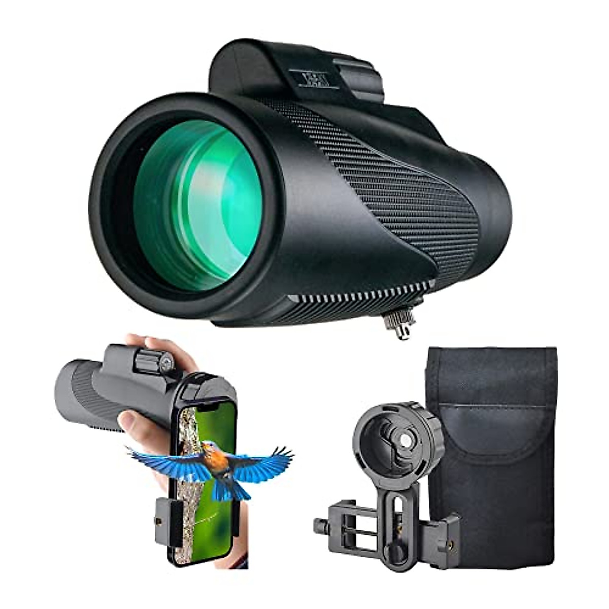 Gosky 12X50 Monocular Telescope with Smartphone Holder - Waterproof Fog-Proof Shockproof Scope BAK-4 Prism FMC for Bird Watching Hunting Camping Traveling Wildlife Scenery