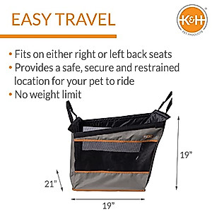 K&H PET PRODUCTS Buckle N' Go Dog Car Seat for Pets, Large Dog Car Seat 21 X 19 X 19 Inches, Gray, 100538738
