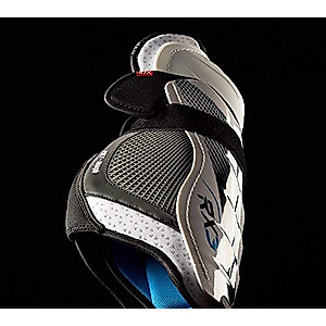 STX HP SG30 SR 14 WE/BE Ice Hockey Surgeon RX3 Shin Guards, 14", White/Blue, 14"