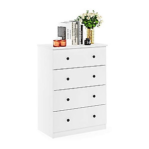 Furinno Tidur Simple Design Dresser, 4-Tier Knob, Solid White