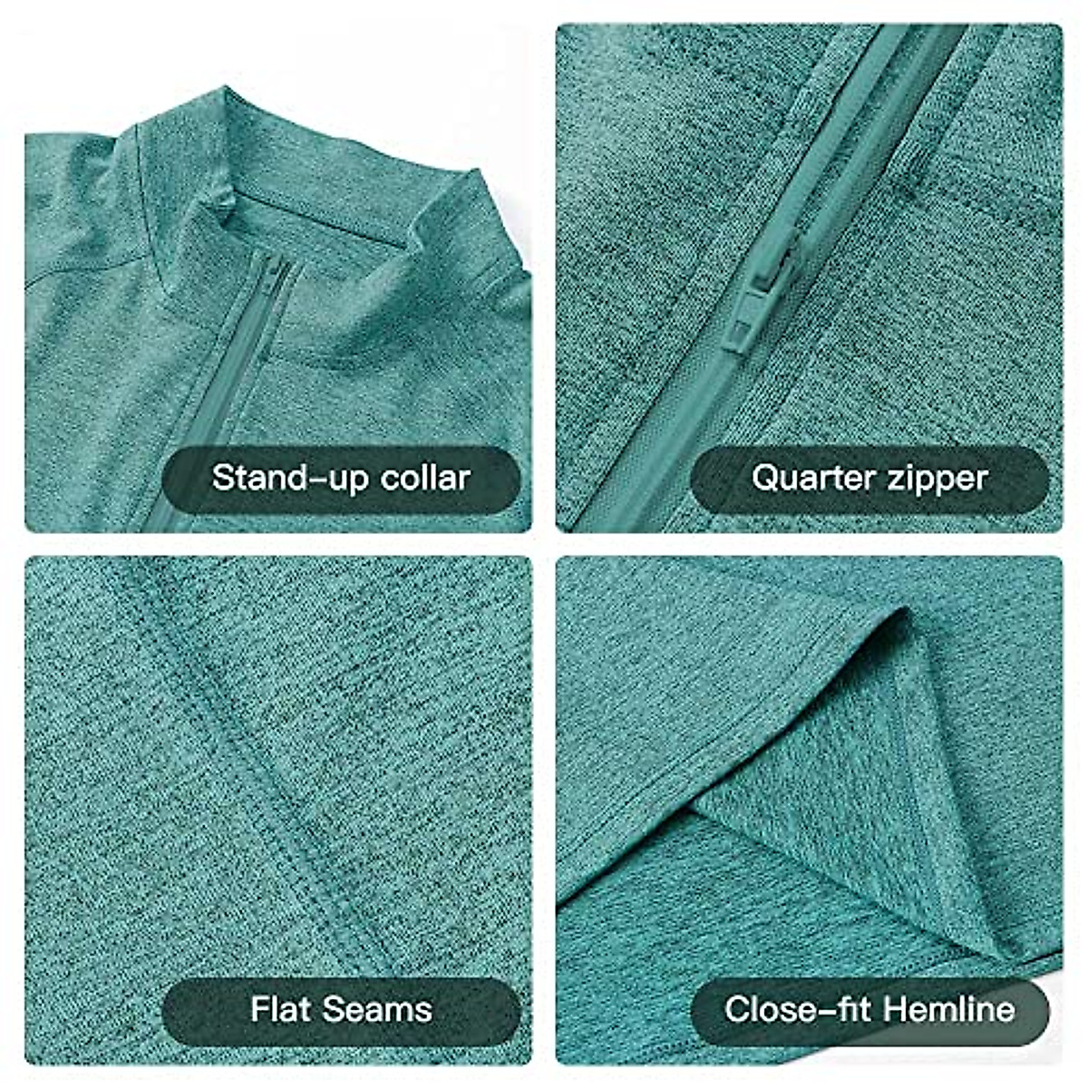 WRAGCFM Men's 1/4 Zip Pullover,Dry Fit Long Sleeve Workout Shirts for Men Running Athletic Active Quarter Zipper Pullovers T Shirts Sports Gym Long Sleeved Tops (Green,S)