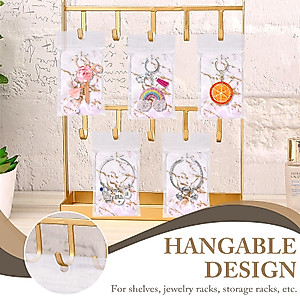 ZYNERY 100 PCS Keychain Display Cards with Self-Sealing Bags, 3 x 4.7 Inch Keychain Holder, Keychain Packaging Supplies for Displaying Keychains Jewelry (Marble White)