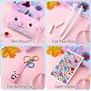 Cat Diary with Lock Gift for 6 7 8 Year Old Girl,Secret Journal Notebook Diary for Girls,Kids Journals for Girls Christmas Gift Set,Secret Diary with Pen Pouch Panda Keychain Cat Paw Pen.