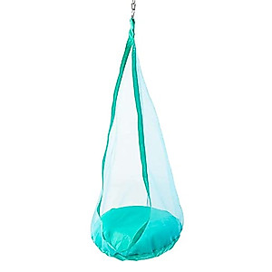 HearthSong HugglePod Lite Mesh Indoor/Outdoor Hanging Chair with Iridescent Breathable Mesh Construction, Inflatable Cushion, and Carabiner, Holds up to 175 lbs.