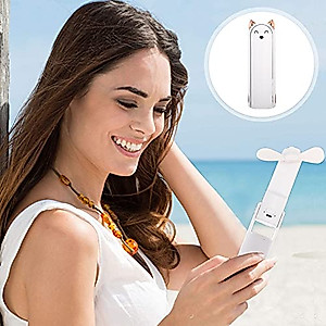 Veemoon Portable Fan Practical Cooler Mini Summer Personal Neck Foldable Office for Rechargeable White Sports Girls Eyelash Free Usb Recharging Indoor Gift Women Handheld Desk Fan
