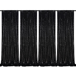 Black Sequin Backdrop 4 Panels 2FTx8FT Halloween Backdrop Curtains Party Backdrop Wedding Baby Shower Decoration
