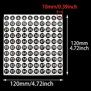 Number Stickers MEETOOT 20 Sheets 1 to 100 Consecutive Number Stickers Self Adhesive 0.4" Round Number Labels