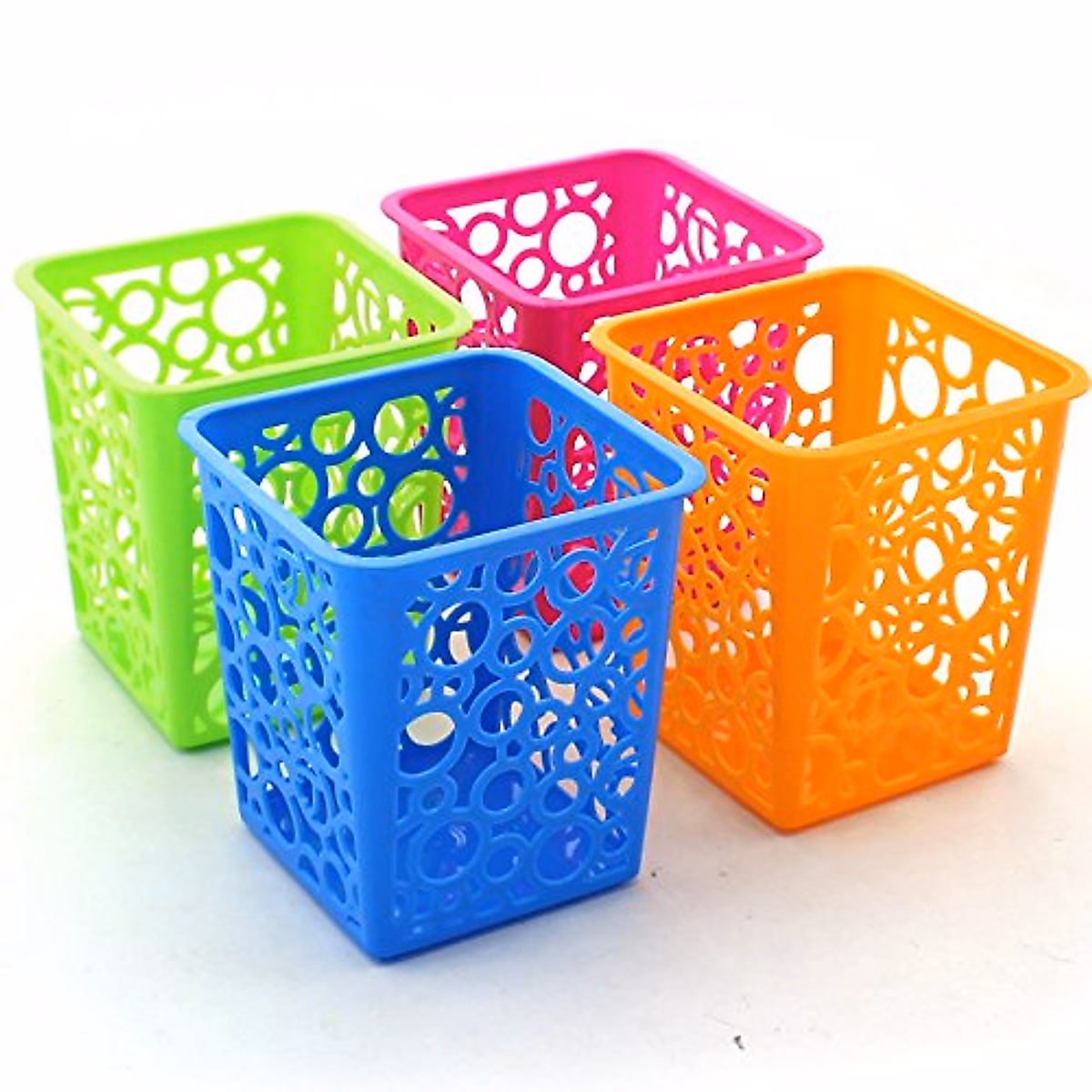 Z ZICOME Desktop Office Storage Organizer, Hollow Pen Pencil Holder Basket, Set of 4