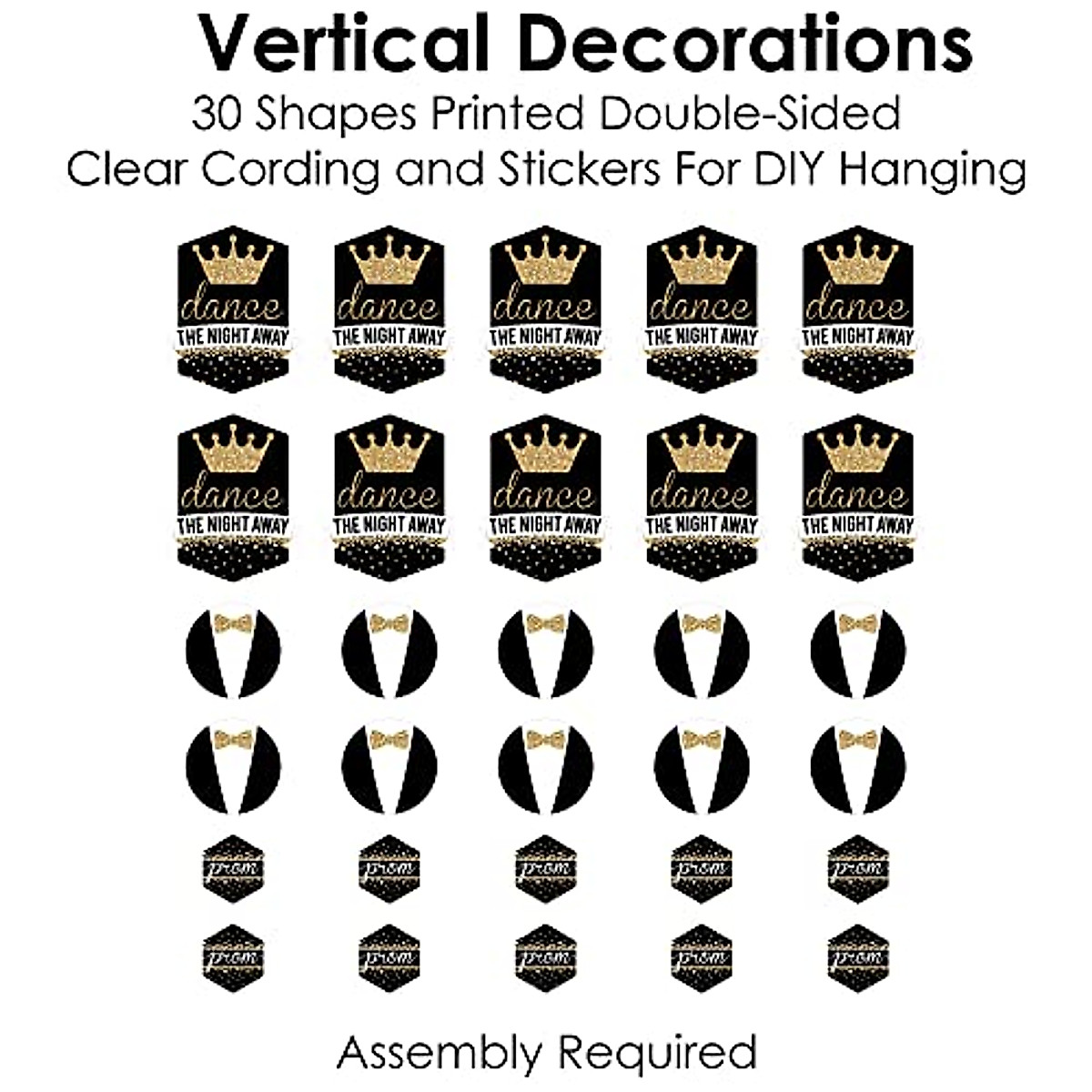 Big Dot of Happiness Prom - Prom Night Party DIY Dangler Backdrop - Hanging Vertical Decorations - 30 Pieces