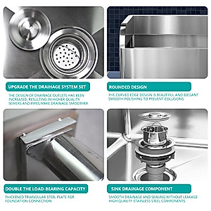 Commercial Floor Mop Sink,Stainless Steel Mop Service Basin,Standing Industrial Slop Sink Serveware Mop Sink,Laundry Slop Sink,Floor Mount Mop Sink Kitchen Business Garages（31.5 * 16.1 * 21.6in)