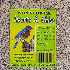 Desert Valley Premium Sunflower Seed Hearts and Chips - Wild Bird Food, Cardinals, Jays & More (10-Pounds)