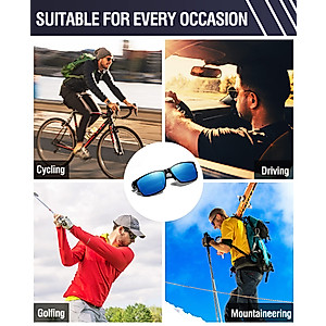 DUCO Mens Sunglasses Polarized Rectangle Sunglass for Men Lightweight Carbon Fiber UV400 Protection 8206