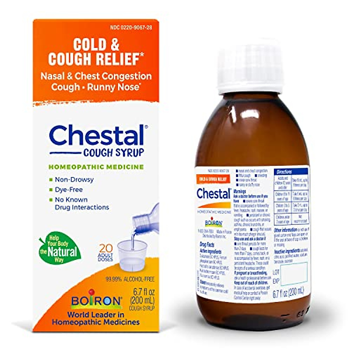 Boiron Chestal Adult Cold and Cough Syrup for Nasal and Chest Congestion, Runny Nose, and Sore Throat Relief - 6.7 Fl oz