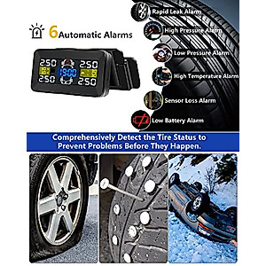 2023 Upgrade Tire Pressure Monitoring System 【Detached Bracket】 Wireless Solar TPMS Monitor System Accuracy 0.01Bar Installed on Windowshield Real-Time Display 22-87 PSI for Car RV SUV
