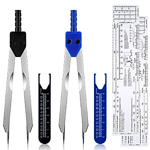 Tondiamo 2 Sets EKG Calipers and EKG Ruler Combination Set ECG Calipers Drafting Electrocardiogram Divider ECG Calipers Measuring Tool for Nursing (Black and Blue)
