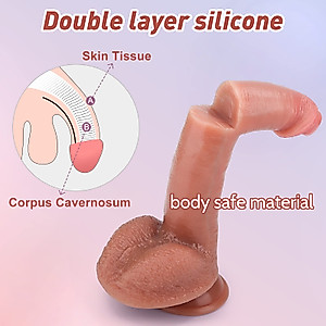 Yontuy Realistic Dildo for Women, Anal G-Spot Dildo with Lifelike Glans Veins Testicles & Hands-Free Strong Suction Cup, 8.5'' Liquid Silicone Realistic Dildos Adult Sex Toys for Vaginal Anal Play