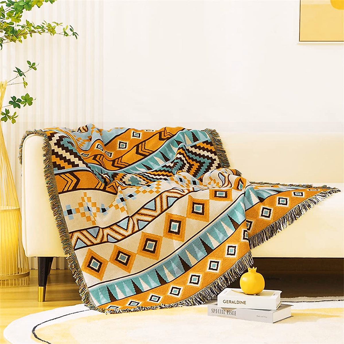 Lqprom Southwest Throw Blankets Aztec Southwestern Throws Cover Boho Native American Blankets for Gift Sofa Table Bed Living Room Decor Outdoor Camping Picnic Tent Beach Car Traveling 51"x63"