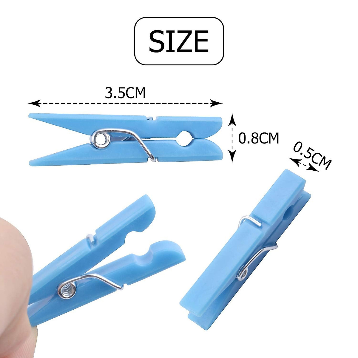 Jdesun 50 Pieces Photo Clips,Mini Plastic Picture Paper Clip Clothespins Peg for Office,Home,Arts(Blue)