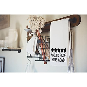 Handmade Funny Kitchen Towel - Would Poop Here Again - 100% Cotton Funny Hand Towel for Bathroom - 28x28 Inch Perfect for Housewarming-Christmas-Mothers’ Day-Birthday Gift