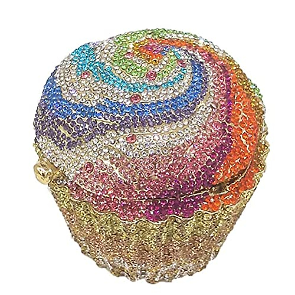 Cupcake Crystal Clutch Evening Clutches Bags Wedding Party Bridal Diamond Minaudiere Handbag Purse (Rainbow,)