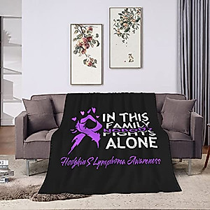 in This Family Nobody Fights Alone Hodgkin S Lymphoma Awareness Flannel Fleece Throw Blanket ,Softest Super Fluffy Bed Plush Blanket Throw, Sofa Luxury Cozy Couch Blanket 50"x40"