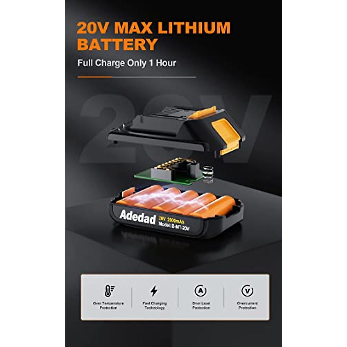 Adedad Cordless Leaf Blower with Battery and Charger 160 MPH Lightweight Blowers for Lawn Care Battery Powered Leaf Blower 2.0AH Battery - New Version More Powerful