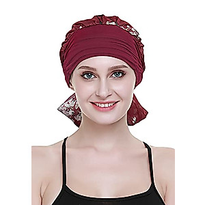 Women's Cancer Headwear Bamboo Scarf with Cap Compliments Head Wraps Chemo Turbans