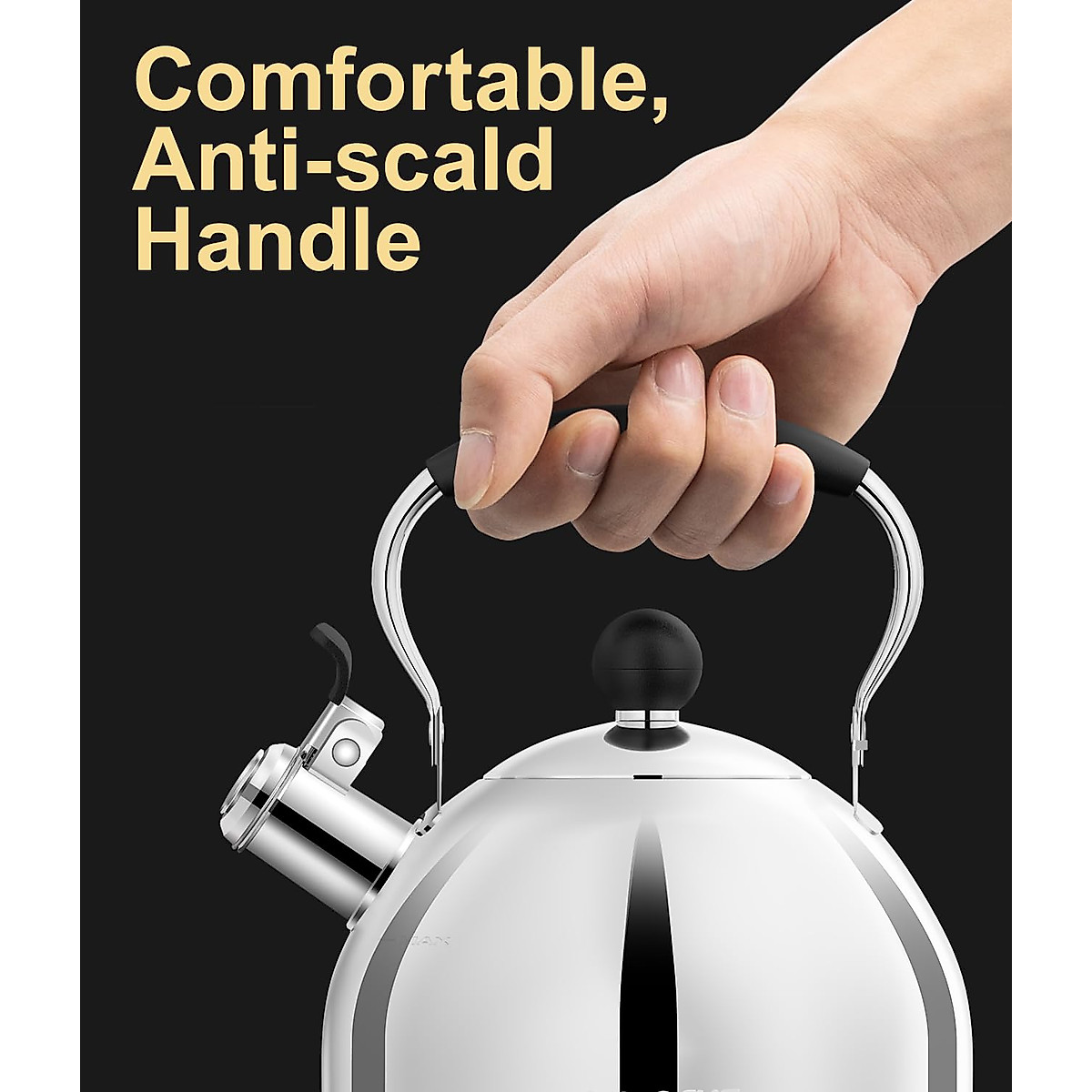 Whistling Tea Kettle for Stovetop, 2 Quart Small Tea Kettle for Tea and Coffee, 1.8L Food Grade Stainless Steel Tea Pot, Hot Water Kettle for Stove Top, Water Boilers (Stainless Steel)