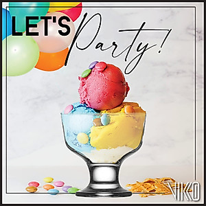 Vikko Dessert Bowls, 7 Ounce Ice Cream Sundae Bowls, Set of 6 Footed Dessert Cup For Ices, Pudding, Fruit, and More, Dishwasher Safe