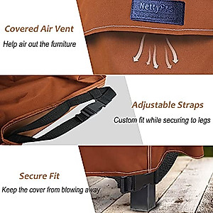 NettyPro Stackable Chair Covers Waterproof Outdoor Stack Chairs Cover Patio Furniture Stacking Chair Covers, Fits for 4-6 Stackable Dining High Back Chairs, 26 W x 35 D x 45 H inch, Brown