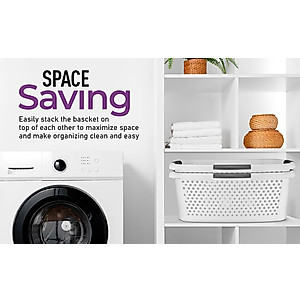 Superio Perforated Plastic Laundry Basket, 54 Liter, Dotted Design