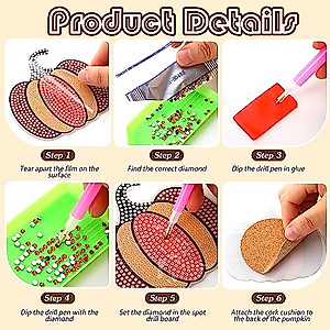 10 Pcs Christmas Ball Diamond Art Coasters DIY Christmas Diamond Painting Coasters 5d Red Green Blue Elk, Snowflake Art Kit for Beginner Adult (Assorted Style)