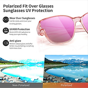 GEGURI Polarized Sunglasses Fit Over Glasses for Men Women, Oversized Square Sun Glasses UV400 Protection Shades