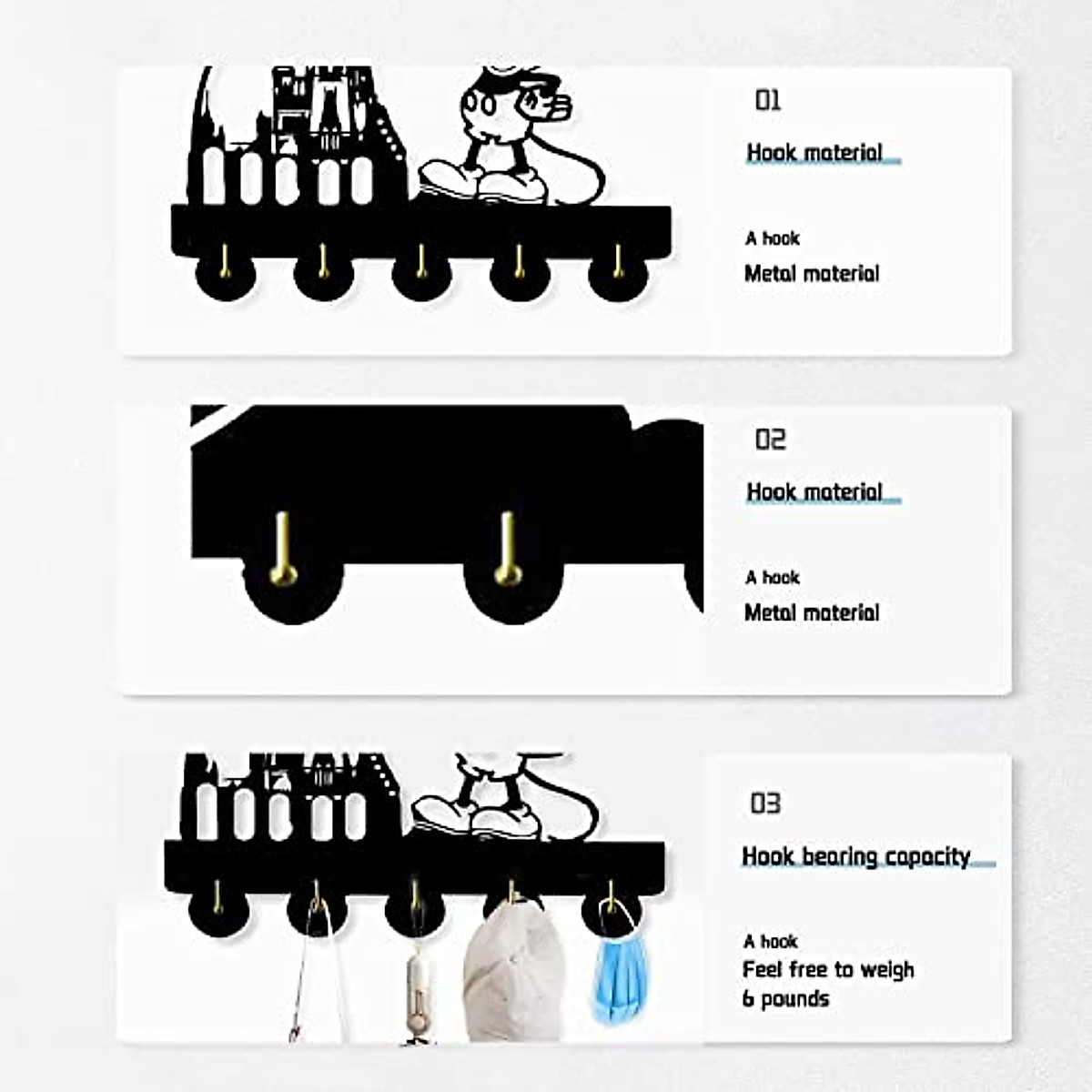 Disney Castle Theme Wall Decor Hooks Customize Household Door Decor Hooks Multi-Function Wall Coat Bags Clothes Hook Keys Holder