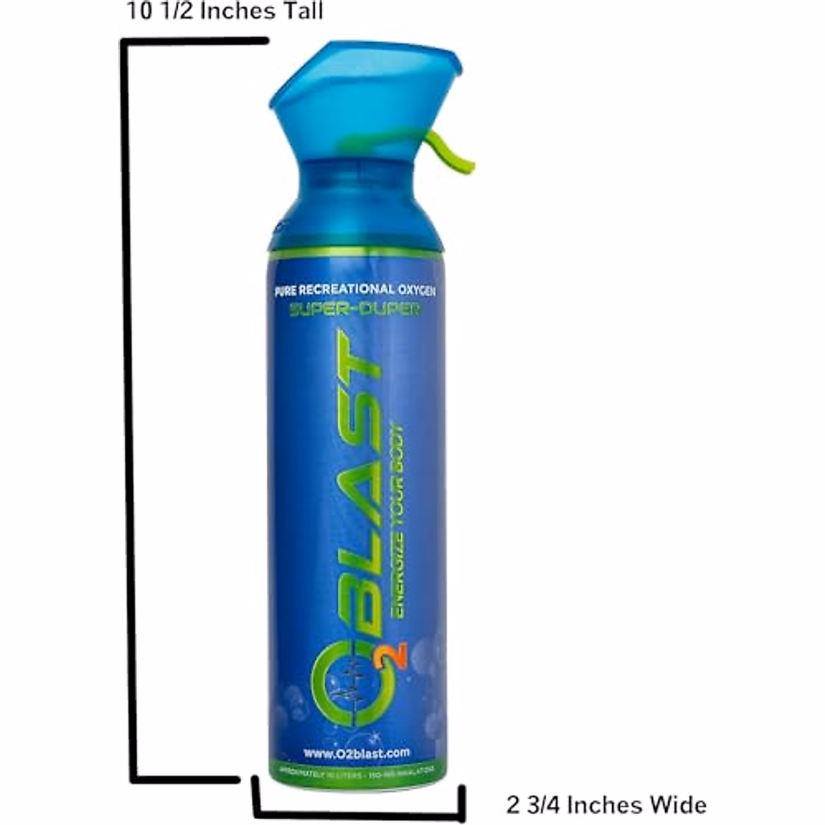 O2 Blast, Pure Oxygen Supplement, 10L Portable Can with Custom Breathing Mask for Respiratory Support, Elevate Oxygen Levels, Speed Recovery Time, Perfect for High Altitude & Sports Recovery (12-Pack)