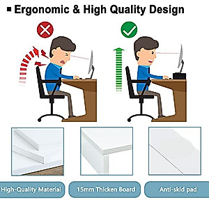 TEAMIX 2 Pack White Monitor Stand Riser-20 inch, Wood Monitor Stand for Desk, TV/Screen/PC/Printer/Laptop Riser, Computer Stand with Keyboard Organizer Desktop Stand, Monitor Riser…
